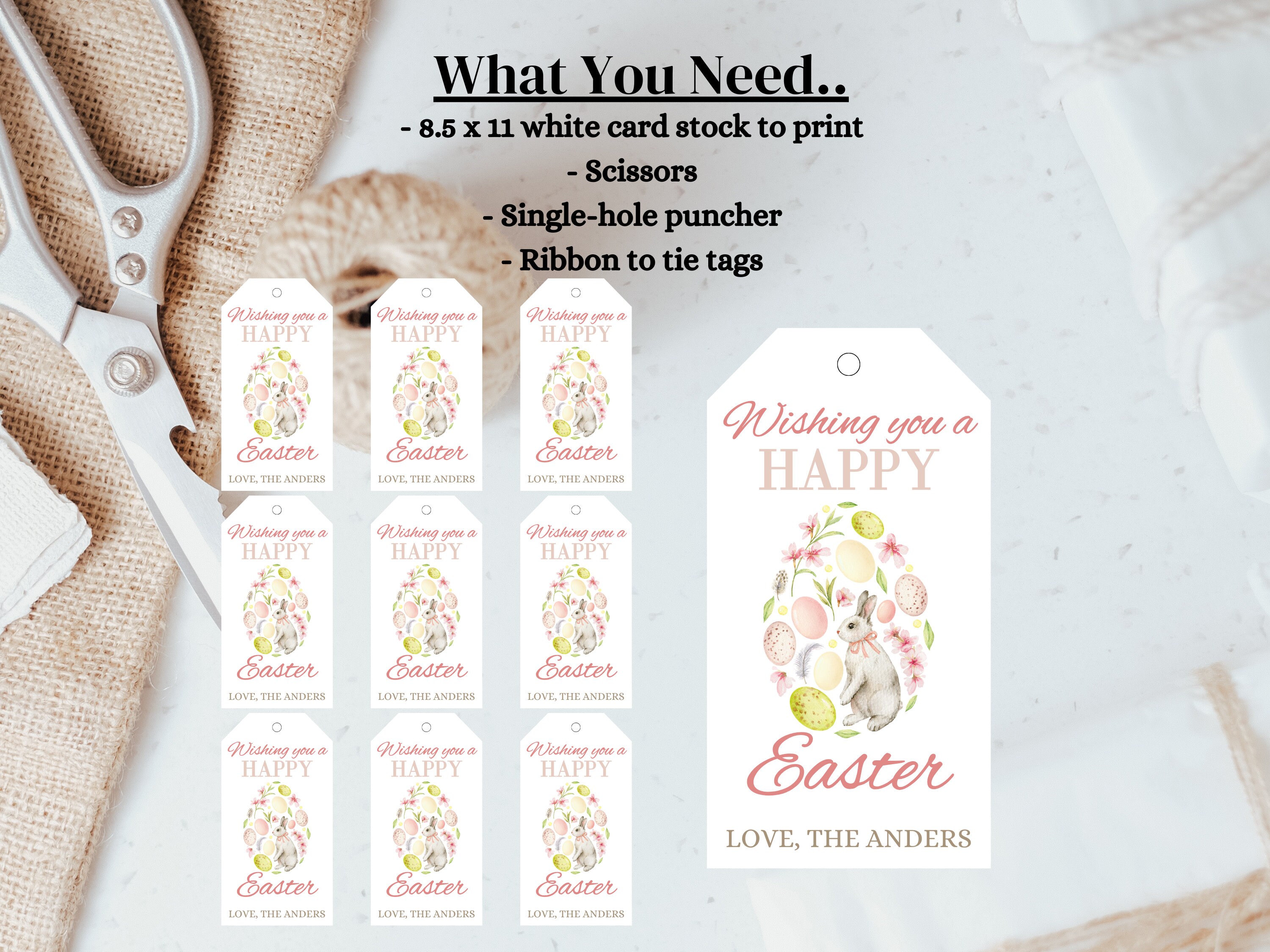 Editable Easter Tag, Printable Easter Party Favor Tag, Easter Egg Hunt ...