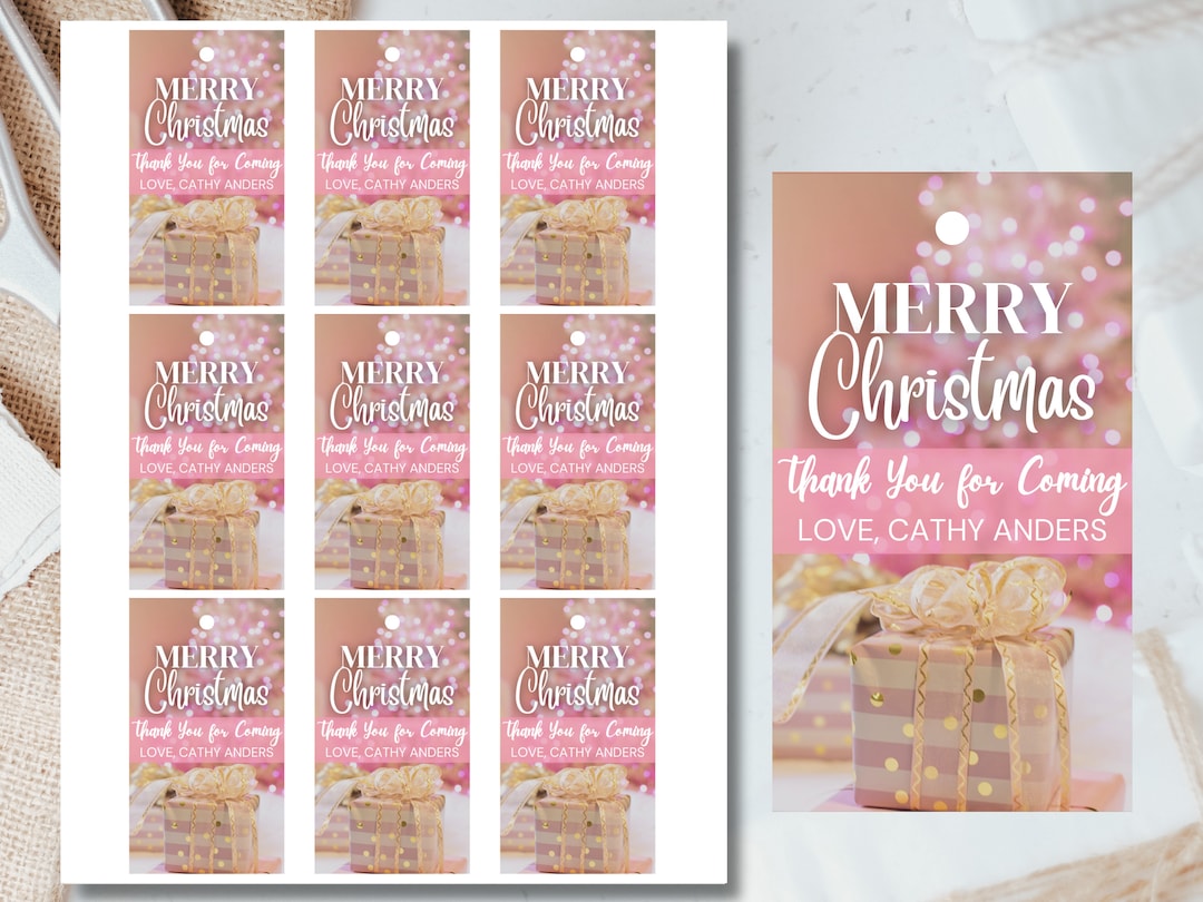 Editable Pink Christmas Tag, Printable Christmas Gift Tag, Pink ...
