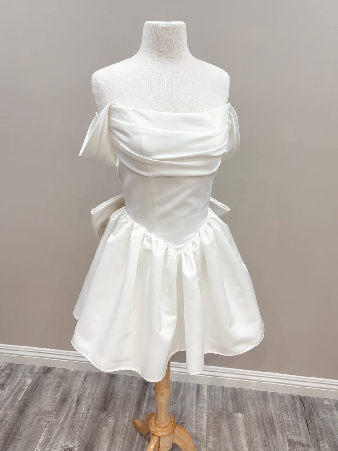 Sylvie - Satin Basque Waist Mini Wedding Dress | Wedding Reception ...