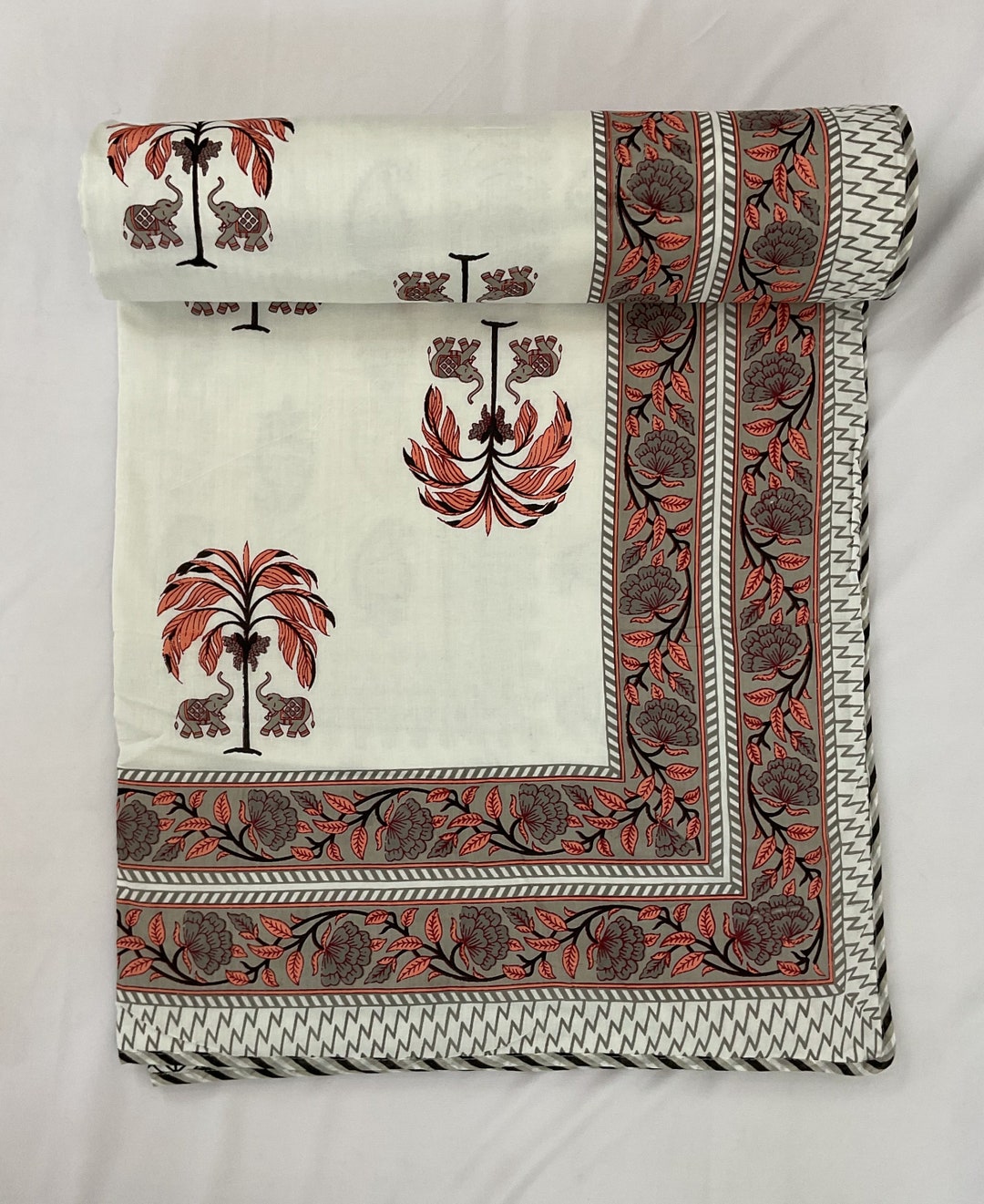 New Handmade Reversible Dohar Soft Cotton Quilt Hand Block Print Quilt ...