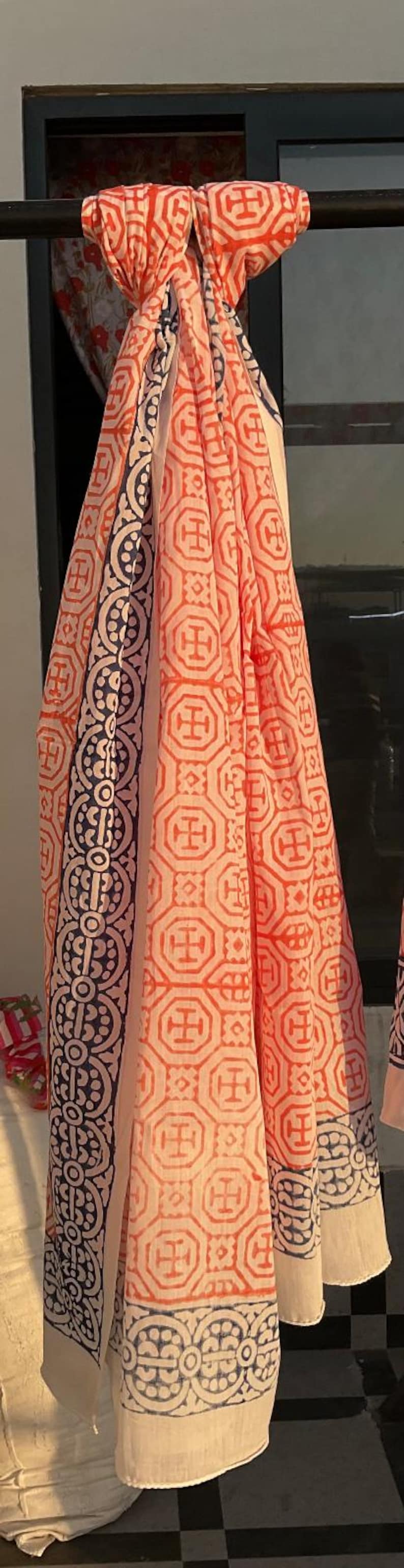 Hand Block Printed Cotton Sarong: Beach Wrap, Fashion Summer Wrap - Etsy UK