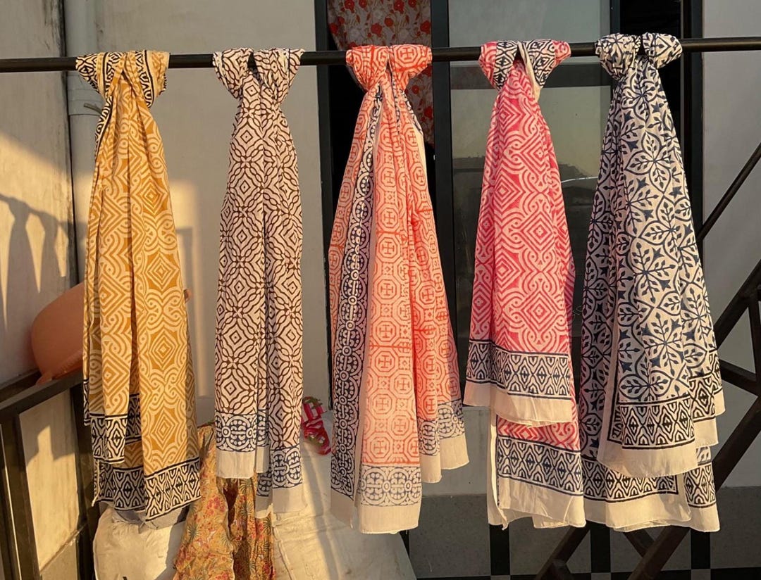 Hand Block Printed Cotton Sarong: Beach Wrap, Fashion Summer Wrap - Etsy UK