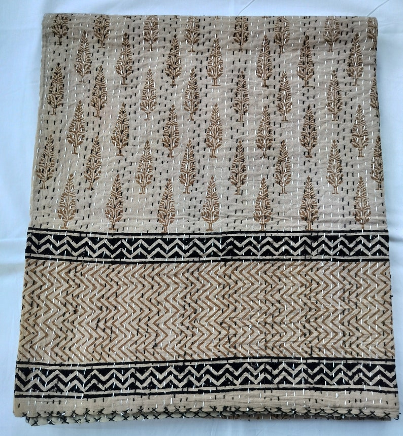 Indian Cotton Kantha Quilt Kantha Bedspread Handmade Kantha Blanket ...