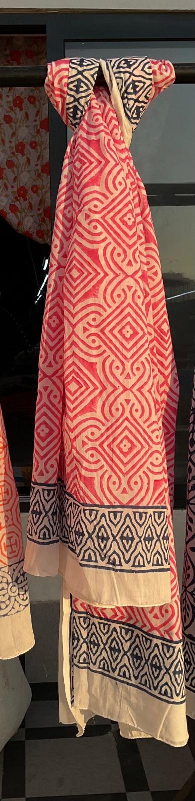 Hand Block Printed Cotton Sarong: Beach Wrap, Fashion Summer Wrap - Etsy UK