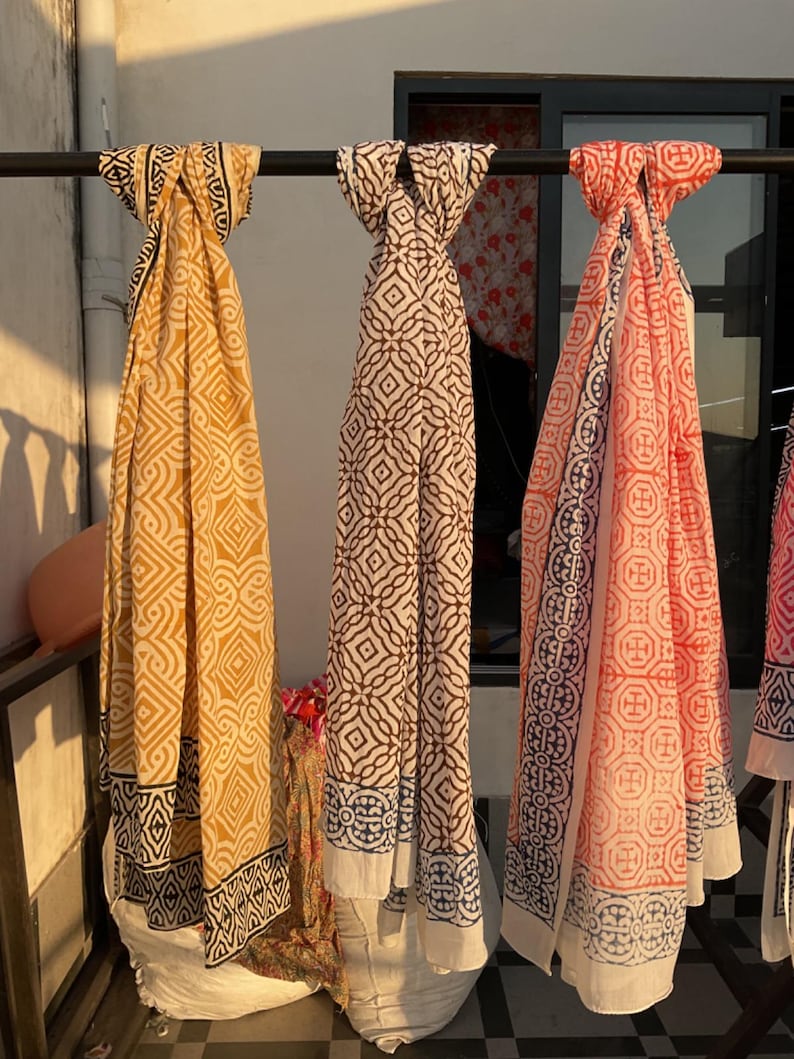 Hand Block Printed Cotton Sarong: Beach Wrap, Fashion Summer Wrap - Etsy UK