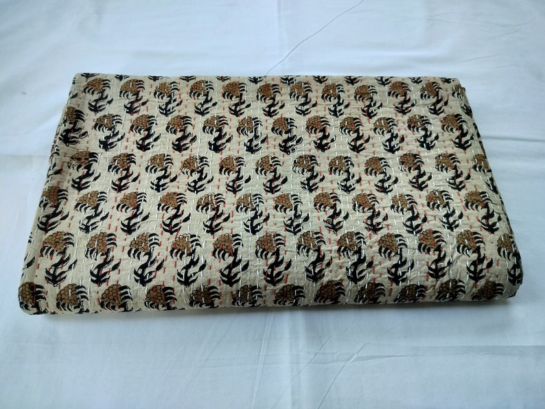 Indian Kantha Quilt Hand Block Print Quilts Indian Bedspreads Kantha ...