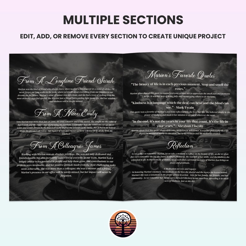 Funeral Program Template - Printable Order of Service for Celebration ...