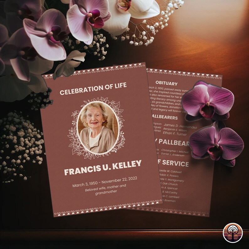 Funeral Program Template - Printable Order of Service for Celebration ...