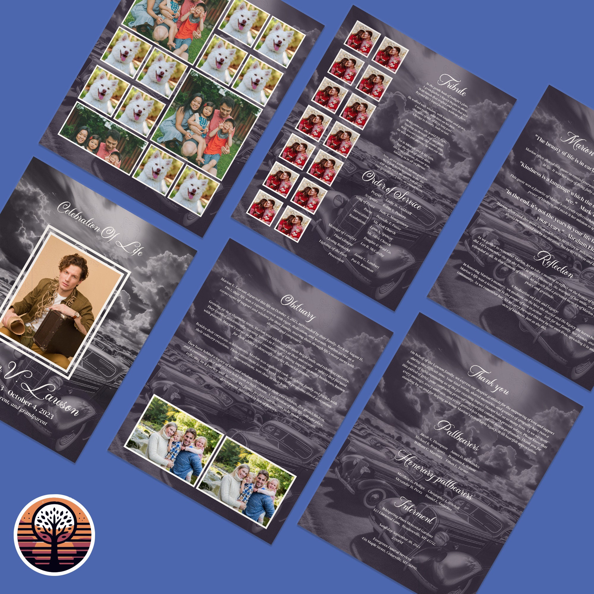 Funeral Program Template - Printable Order of Service for Celebration ...