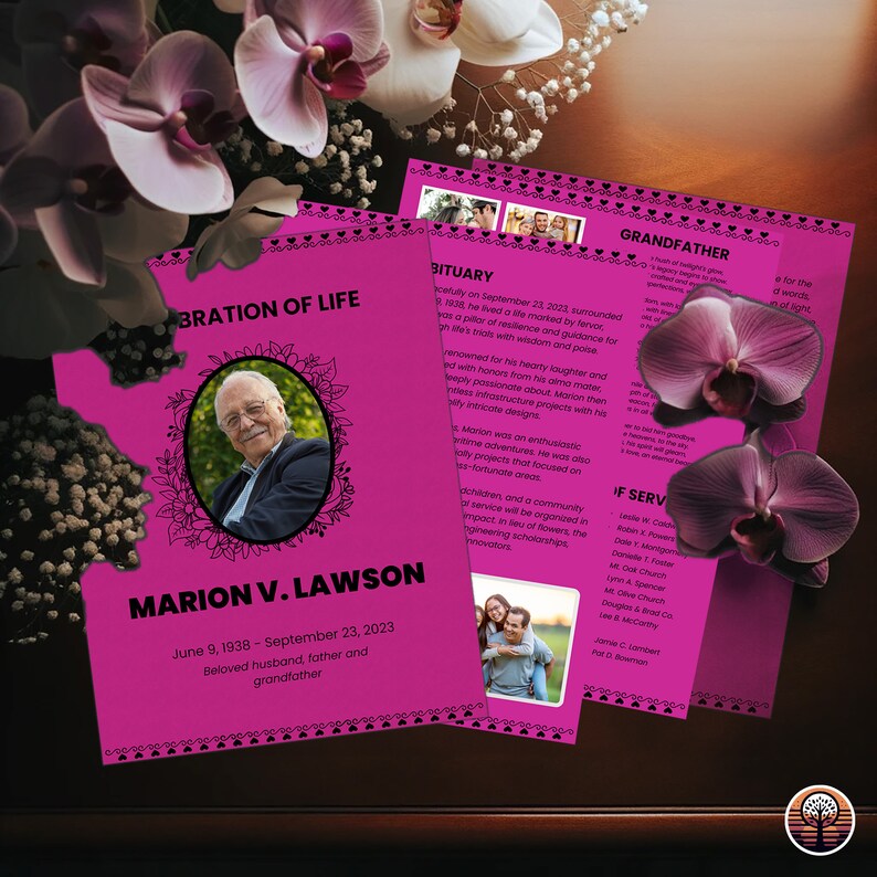 Funeral Program Template - Printable Order of Service for Celebration ...