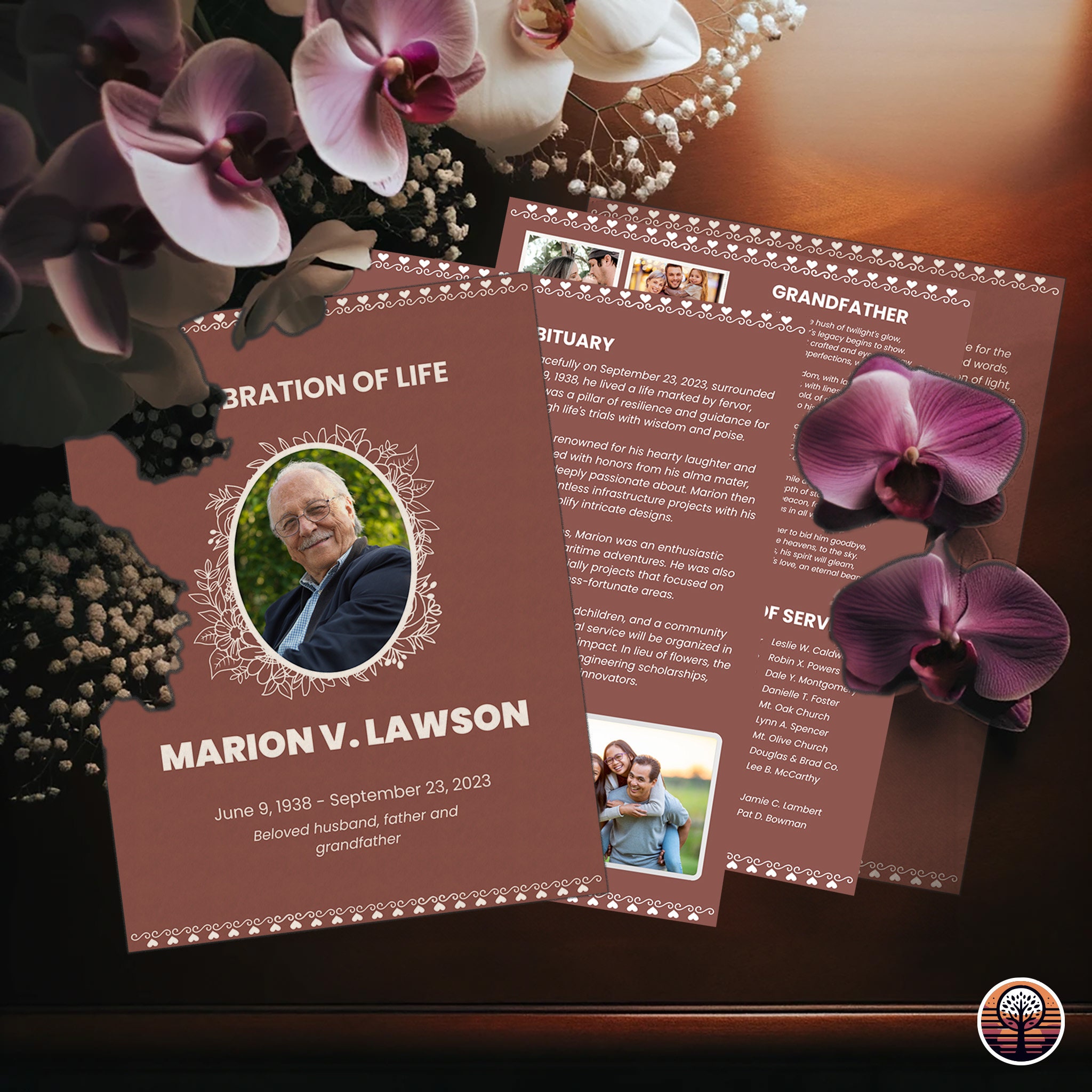 Funeral Program Template - Printable Order of Service for Celebration ...
