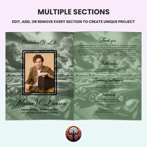 Funeral Program Template - Printable Order of Service for Celebration ...