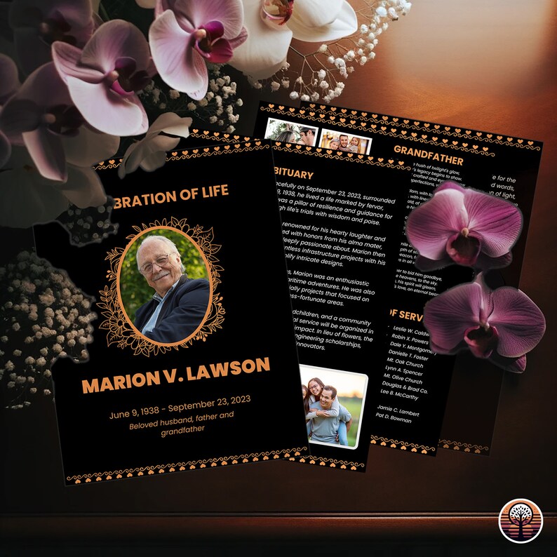 Funeral Program Template Printable Order of Service for Celebration of ...