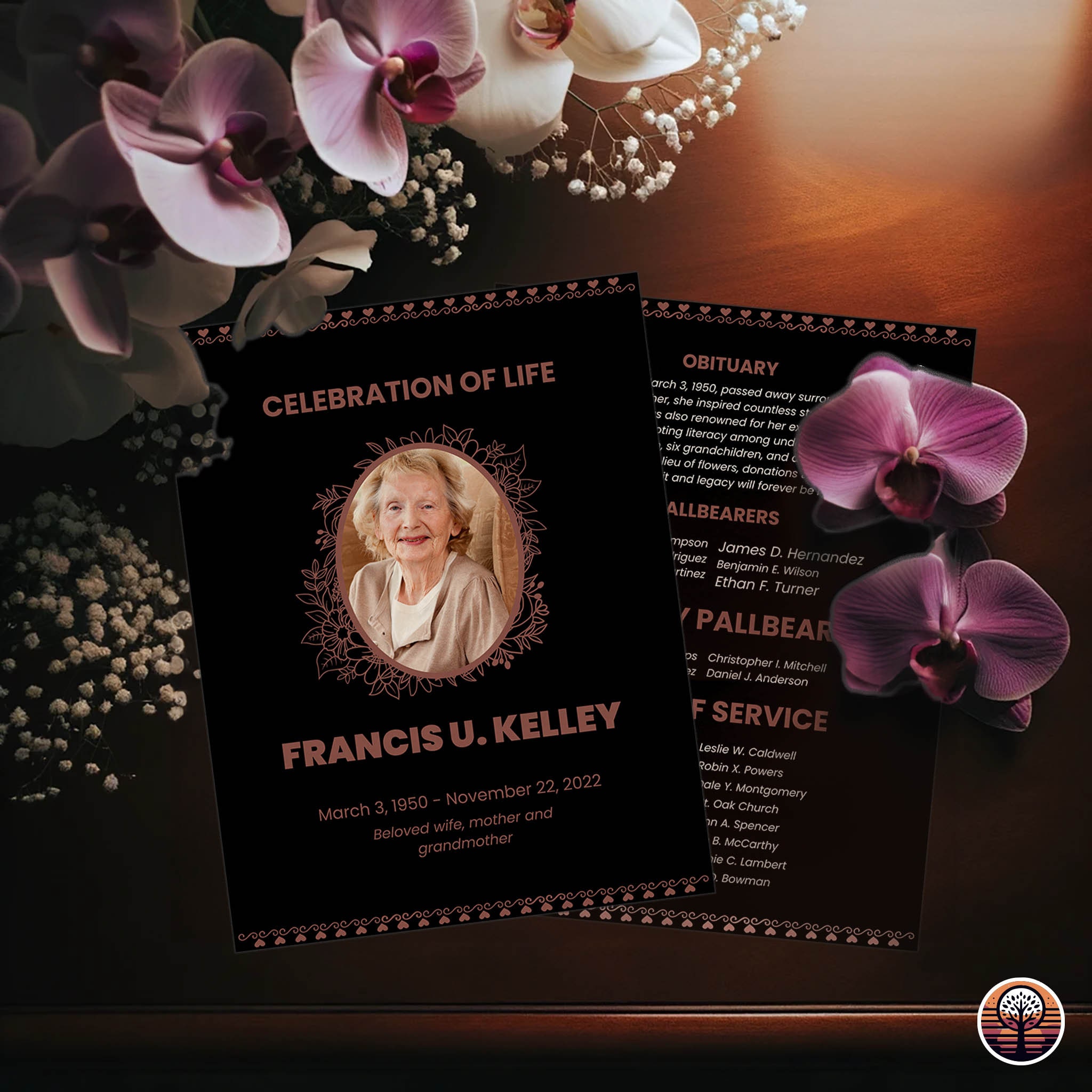 Funeral Program Template Printable Order of Service for Celebration of ...