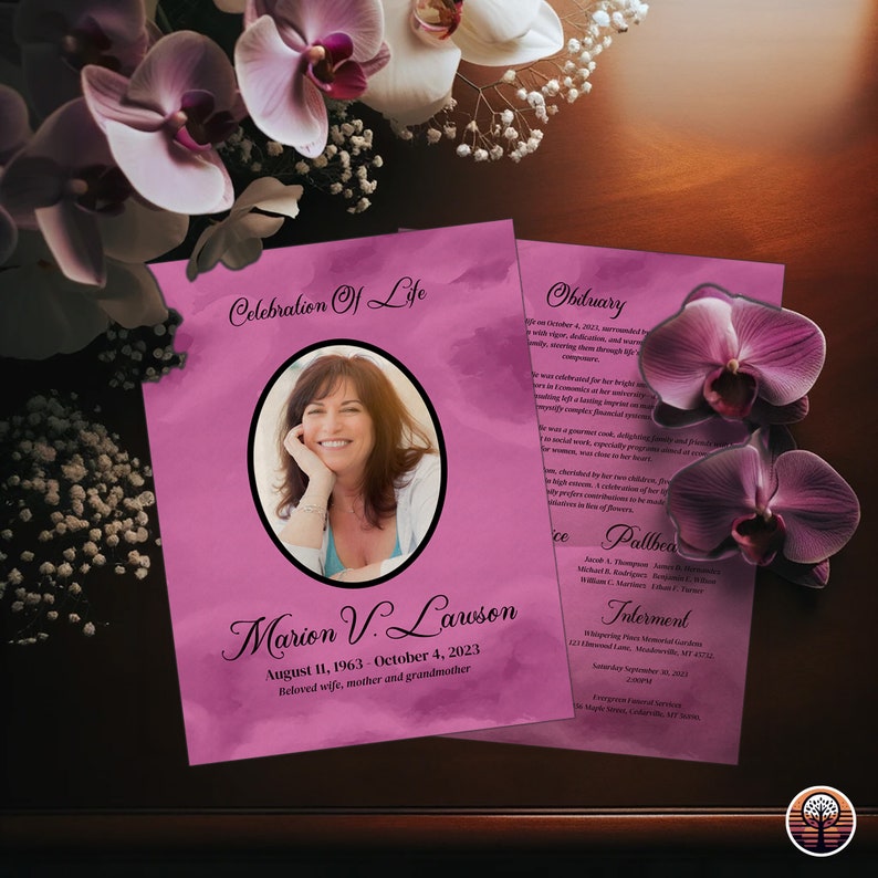 Funeral Program Template - Printable Order of Service for Celebration ...