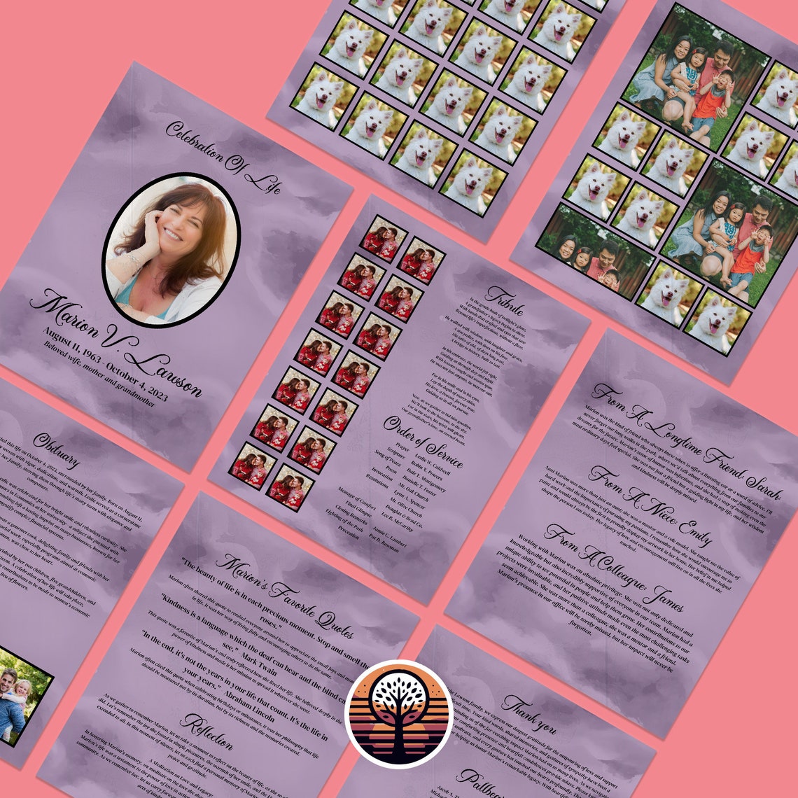 Funeral Program Template - Printable Order of Service for Celebration ...