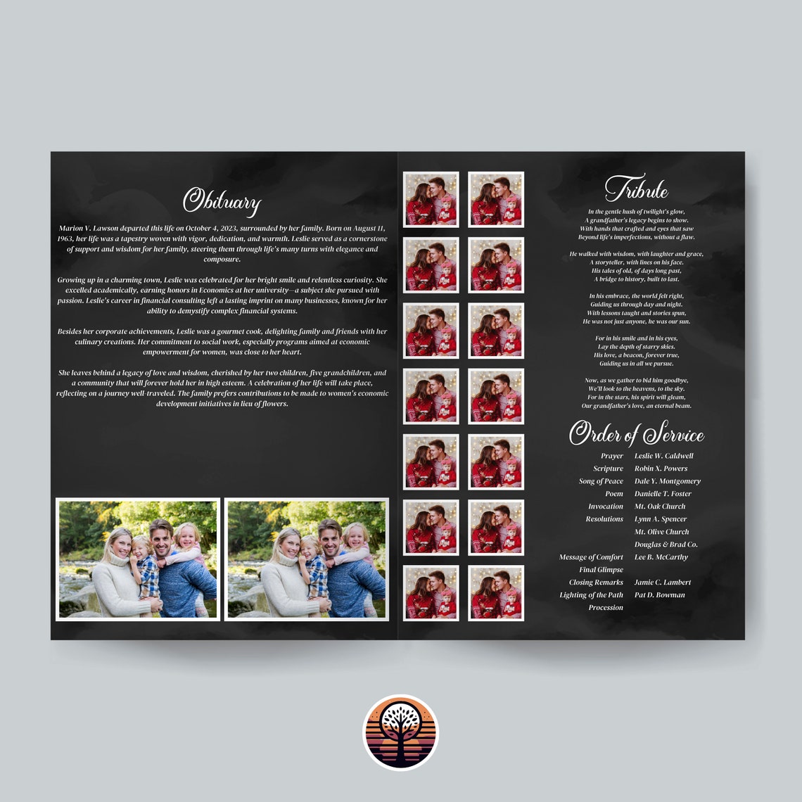 Funeral Program Template - Printable Order of Service for Celebration ...