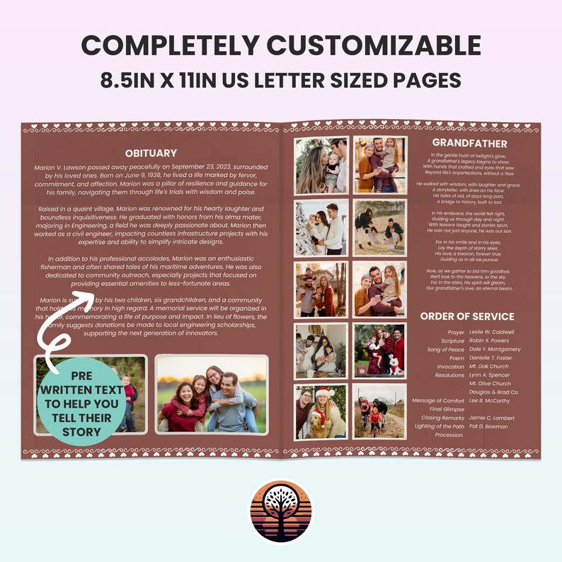 Funeral Program Template - Printable Order of Service for Celebration ...