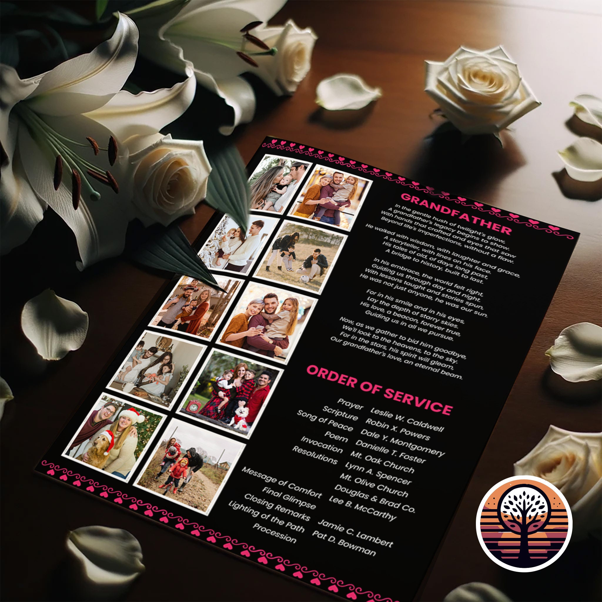 Funeral Program Template Printable Order of Service for Celebration of ...