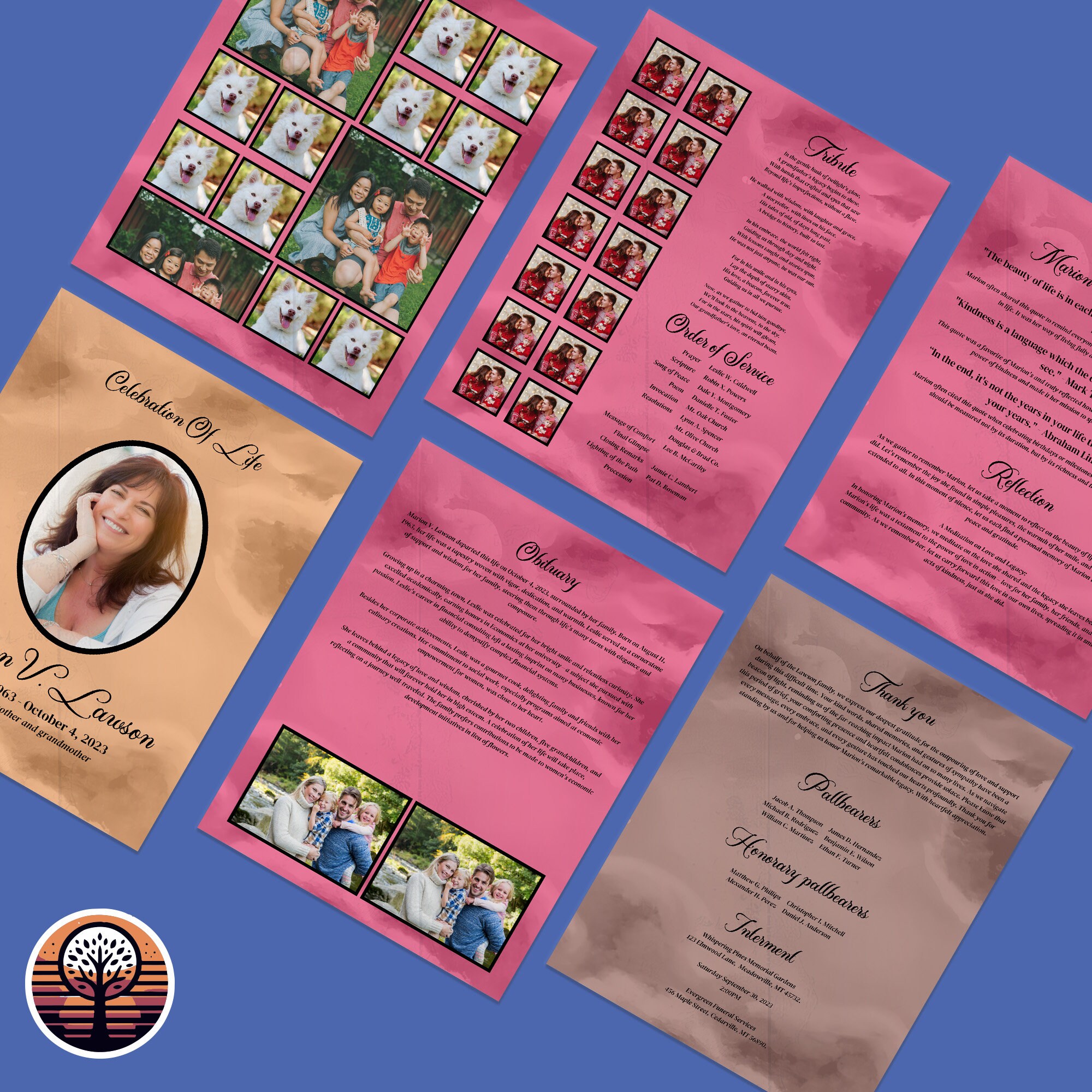 Funeral Program Template - Printable Order of Service for Celebration ...