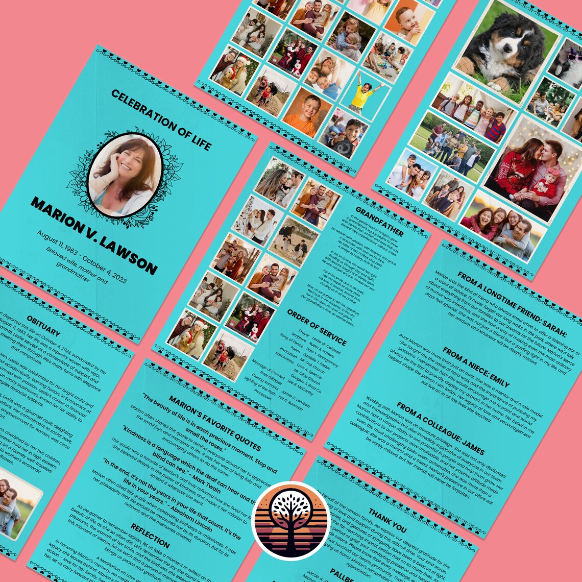 Funeral Program Template - Printable Order of Service for Celebration ...