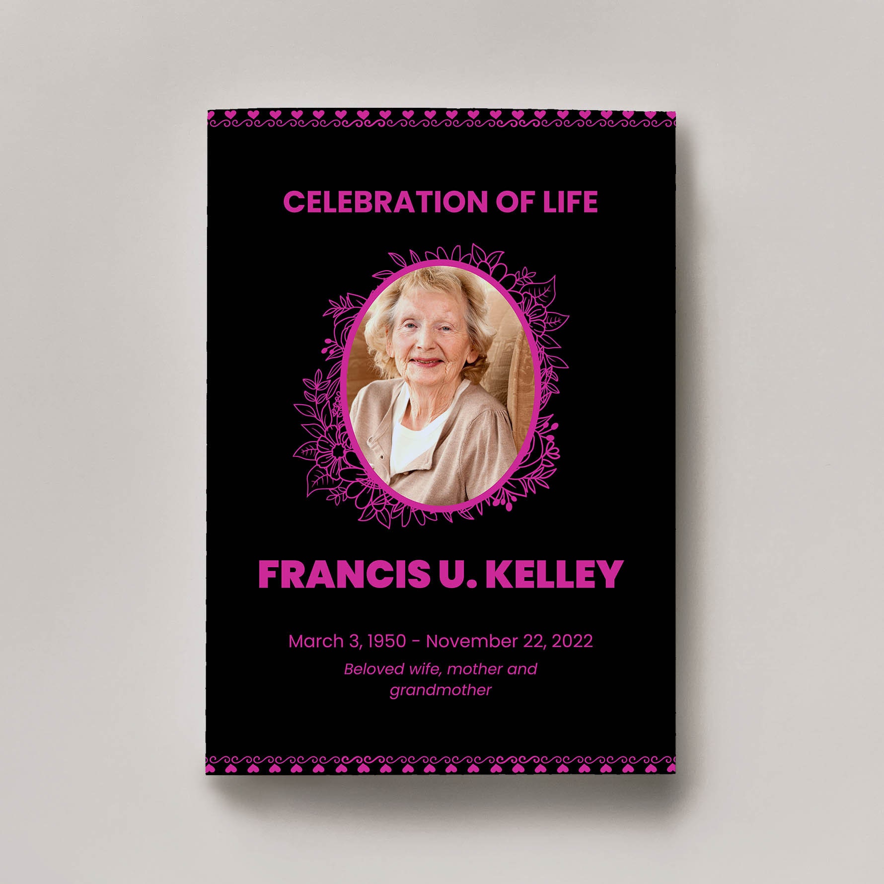 Funeral Program Template Printable Order of Service for Celebration of ...