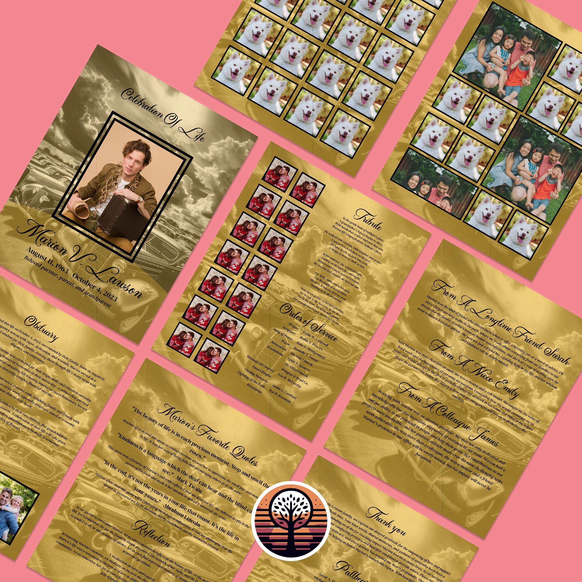 Funeral Program Template Printable Order of Service for Celebration of ...