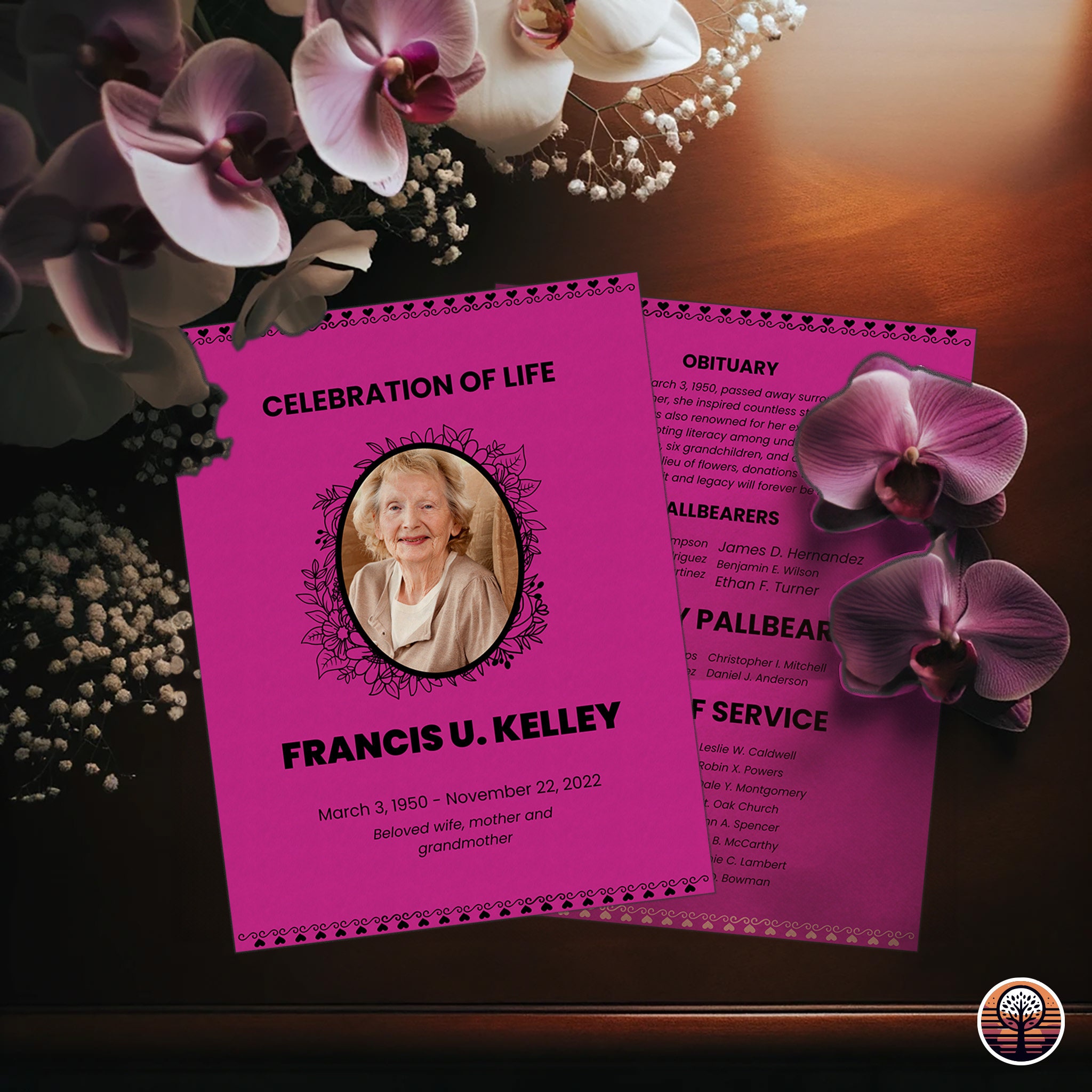 Funeral Program Template - Printable Order of Service for Celebration ...