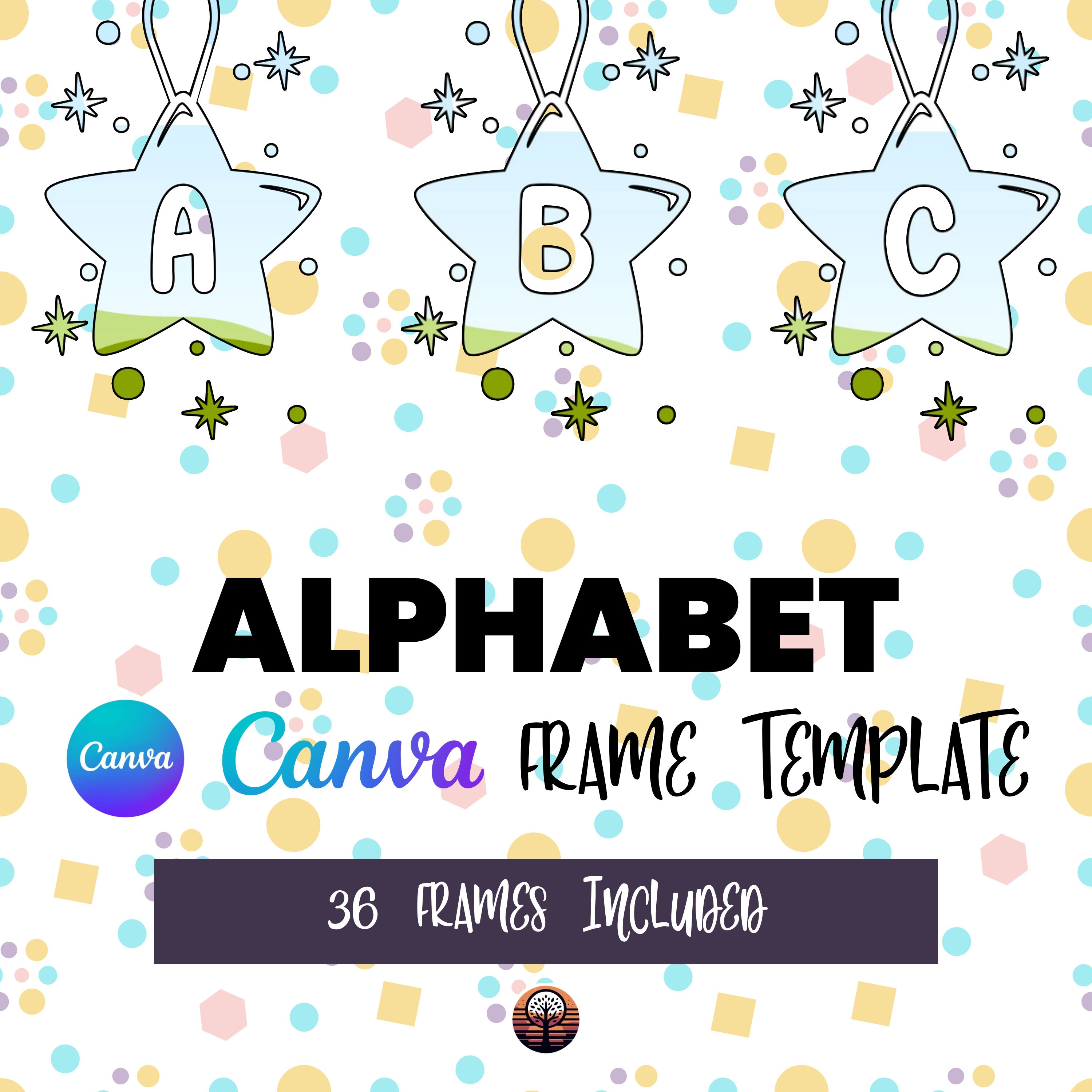 Star Alphabet Canva Frame Create Your Own Alphabet With Editable Canva Frame Template, Featuring ...