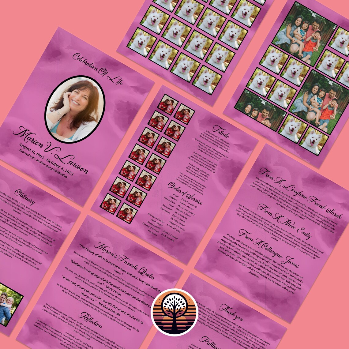 Funeral Program Template - Printable Order of Service for Celebration ...