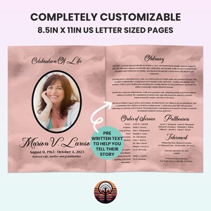 Funeral Program Template - Printable Order of Service for Celebration ...