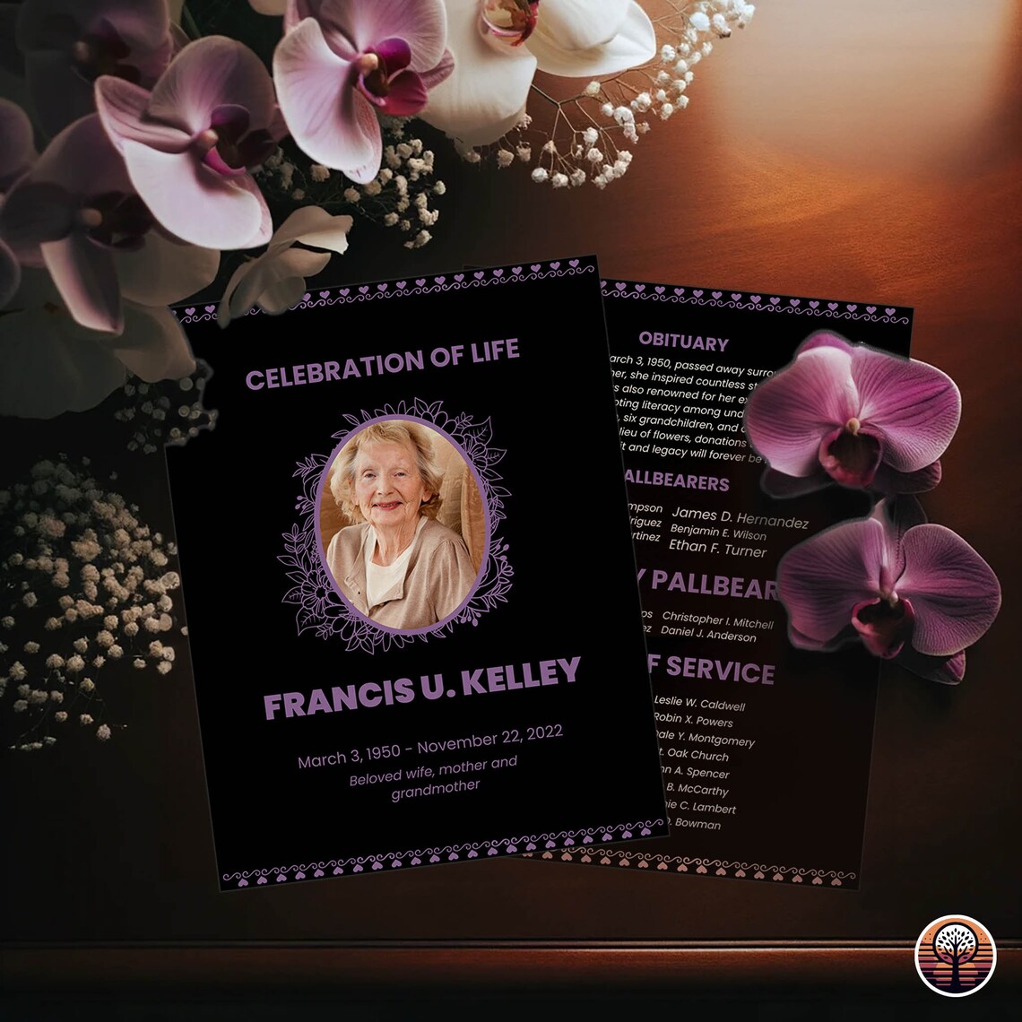 Funeral Program Template Printable Order of Service for Celebration of ...