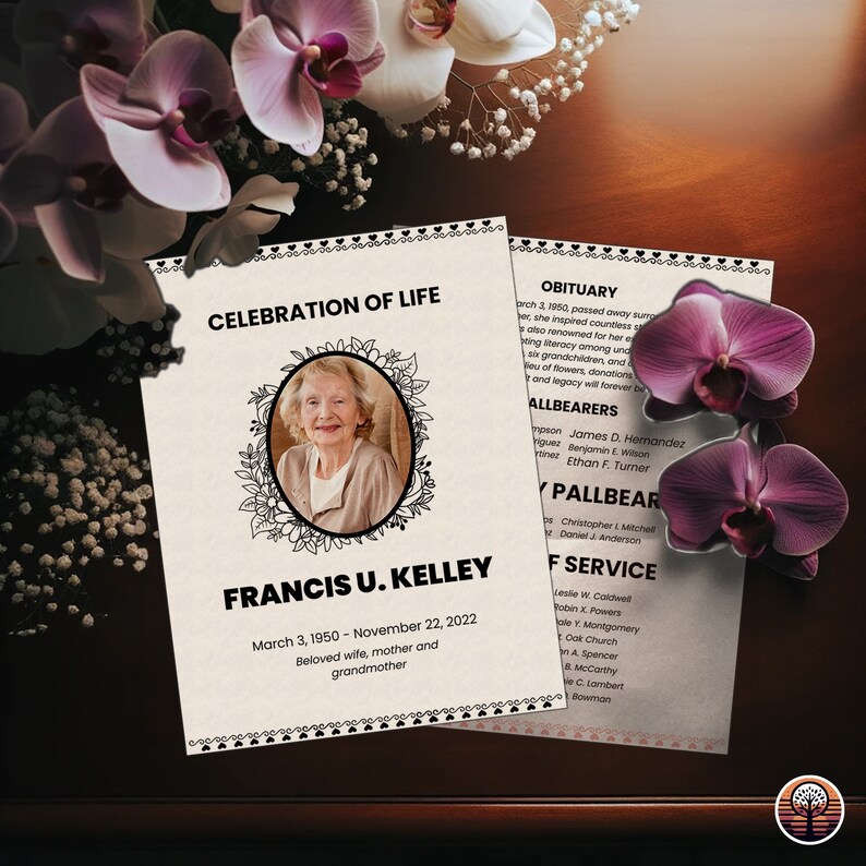 Funeral Program Template - Printable Order of Service for Celebration ...