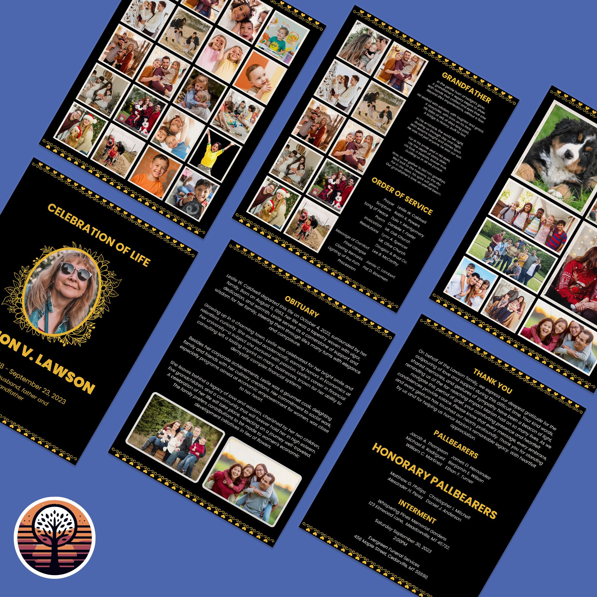 Funeral Program Template - Printable Order of Service for Celebration ...