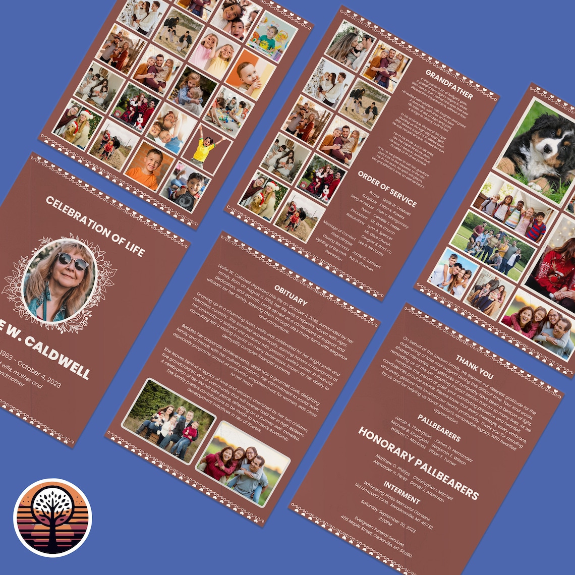 Funeral Program Template - Printable Order of Service for Celebration ...