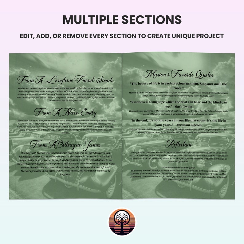 Funeral Program Template - Printable Order of Service for Celebration ...