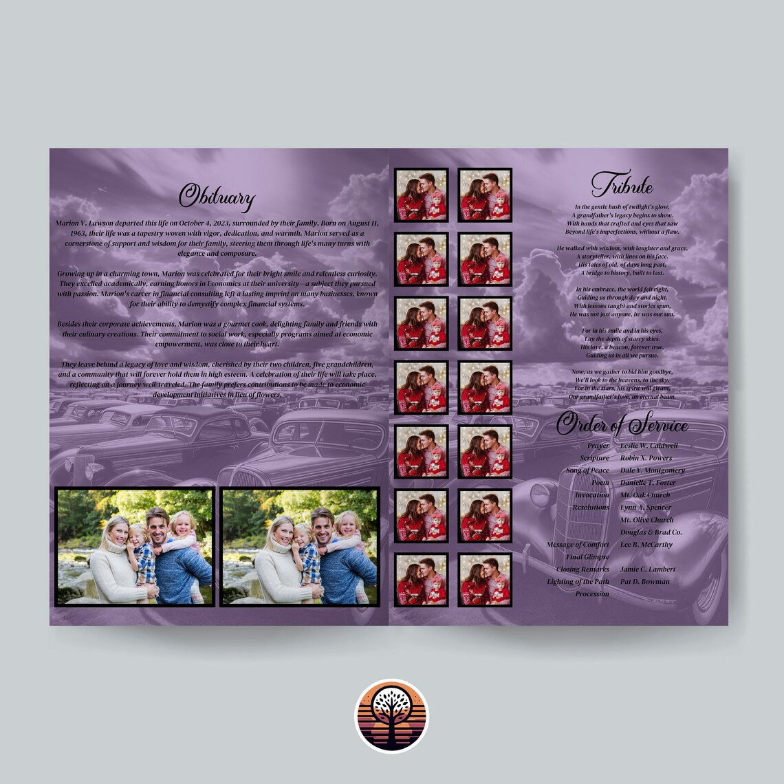 Funeral Program Template - Printable Order of Service for Celebration ...