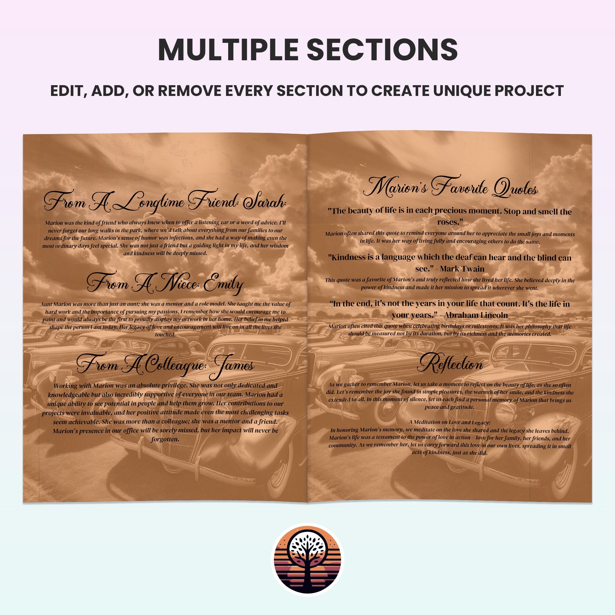 Funeral Program Template - Printable Order of Service for Celebration ...