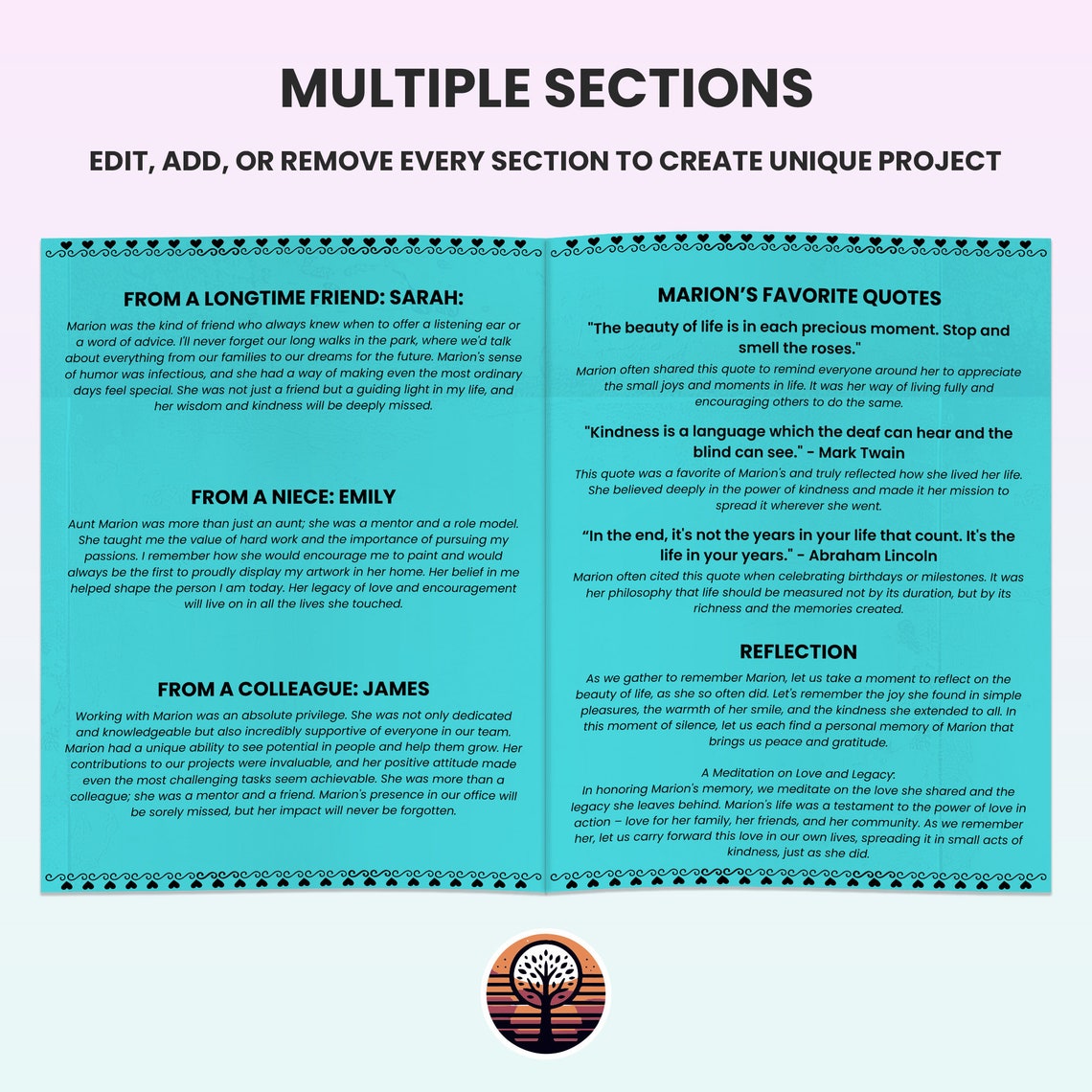 Funeral Program Template - Printable Order of Service for Celebration ...