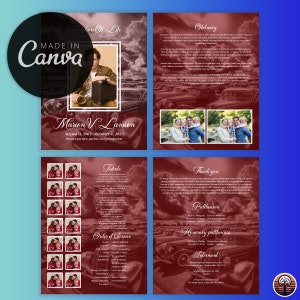 Funeral Program Template - Printable Order of Service for Celebration ...