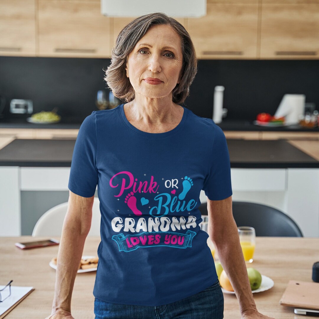 Pink or Blue Grandma Loves You Gender Reveal Unisex Heavy Cotton Tee S ...