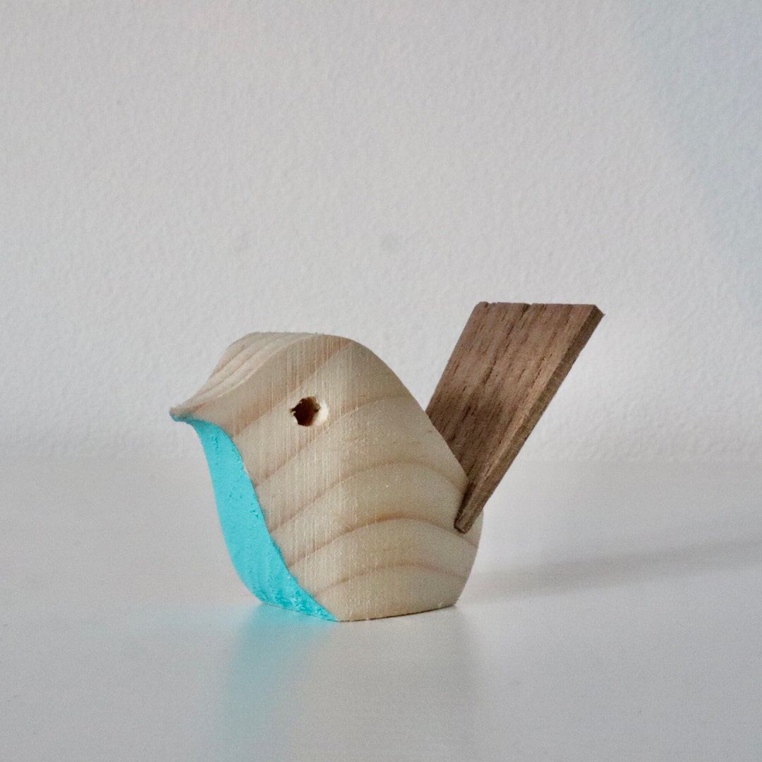 Little Chirpy: Aqua Ash, Cute Wooden Robin, Handmade Bird Figurine ...
