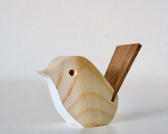 Little Chirpy: White Ash, Cute Wooden Robin, Handmade Bird Figurine ...