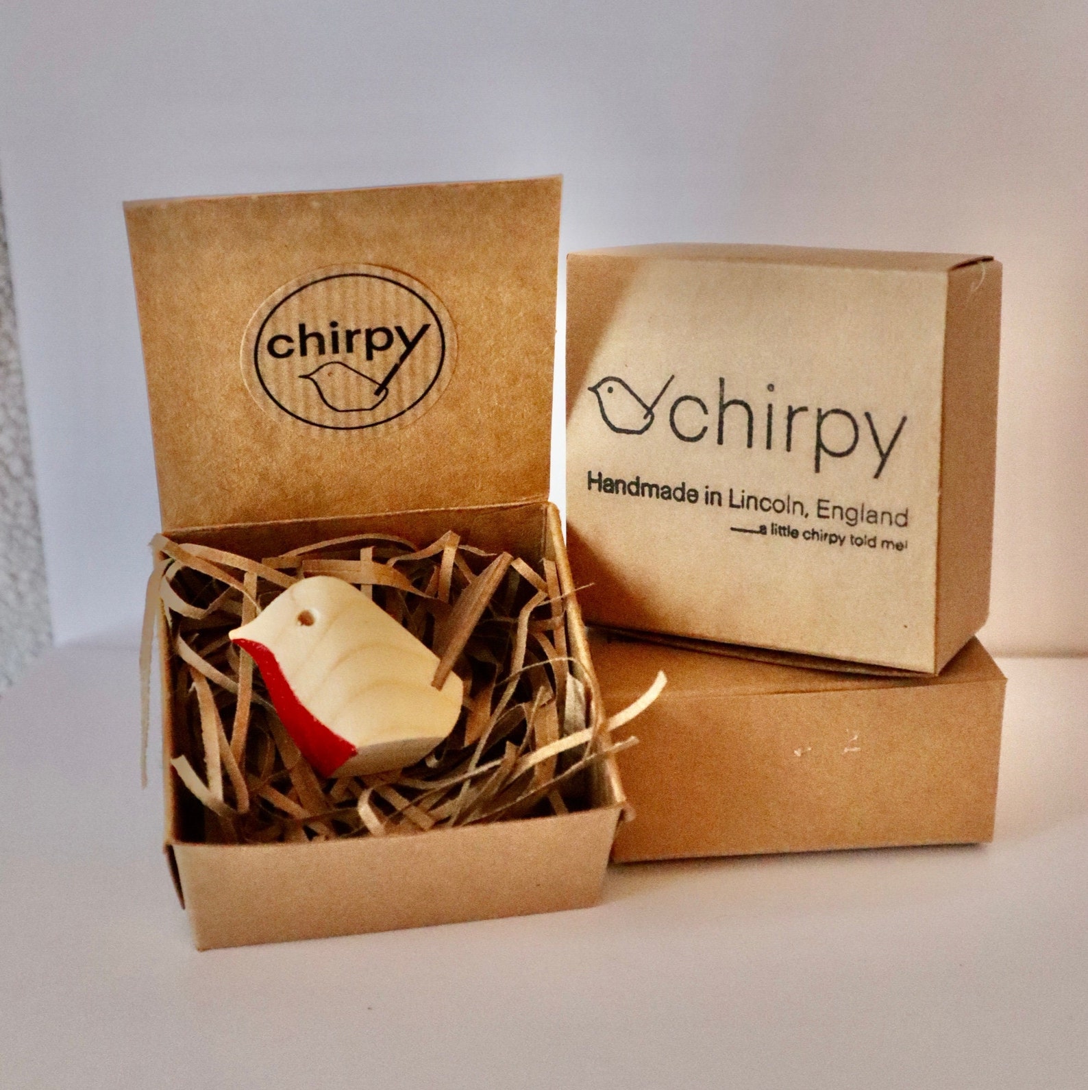 Little Chirpy: Red Ash, Cute Wooden Robin, Handmade Bird Figurine, Home ...