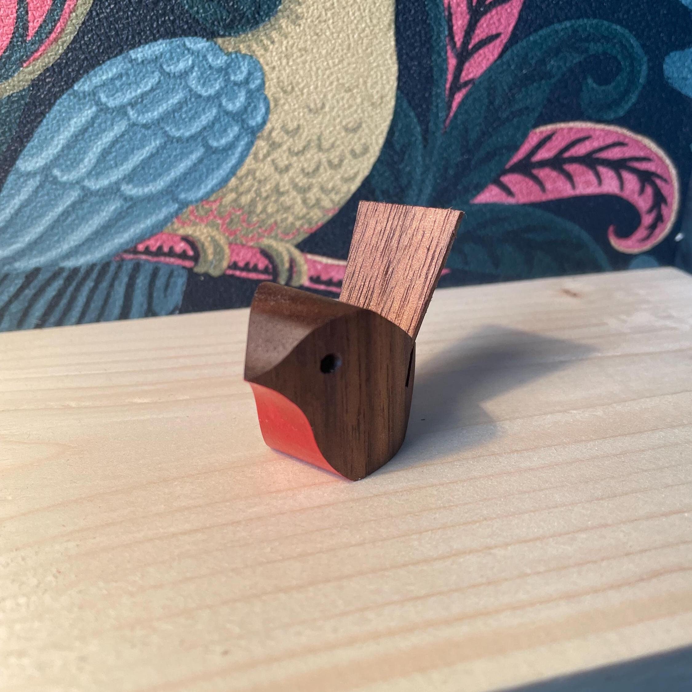 Little Chirpy: Red Walnut, Cute Wooden Robin, Handmade Bird Figurine ...