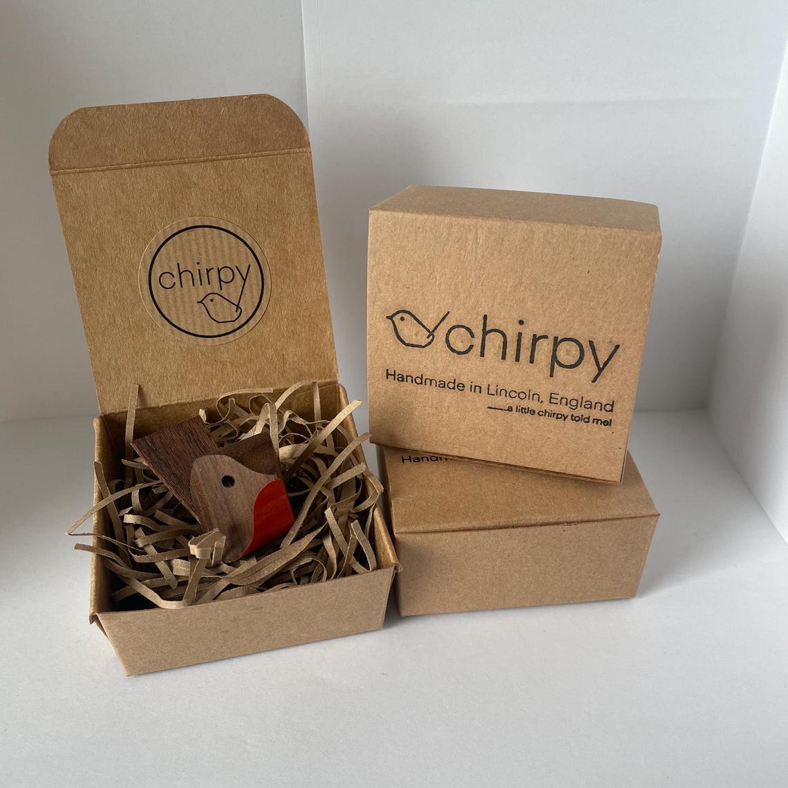 Little Chirpy: Red Walnut, Cute Wooden Robin, Handmade Bird Figurine ...