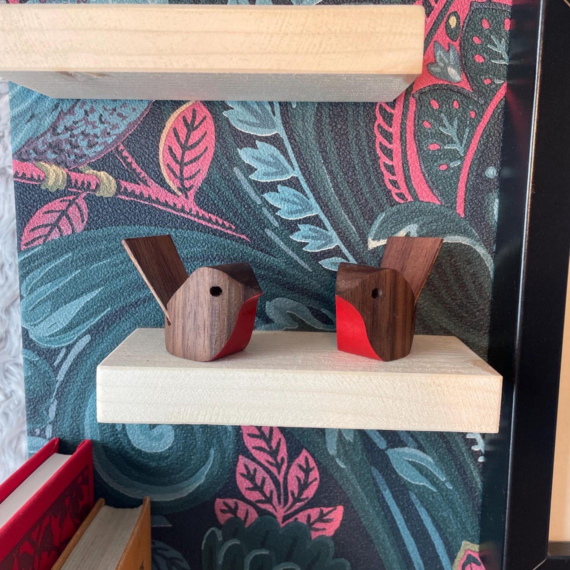 Little Chirpy: Red Walnut, Cute Wooden Robin, Handmade Bird Figurine ...