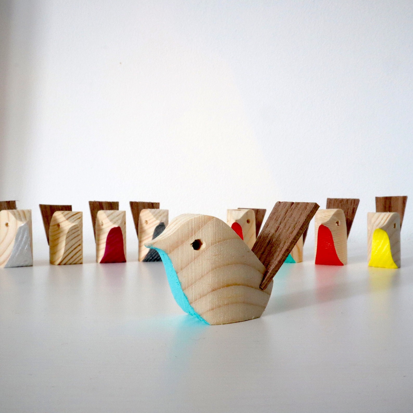Little Chirpy: Aqua Ash, Cute Wooden Robin, Handmade Bird Figurine ...
