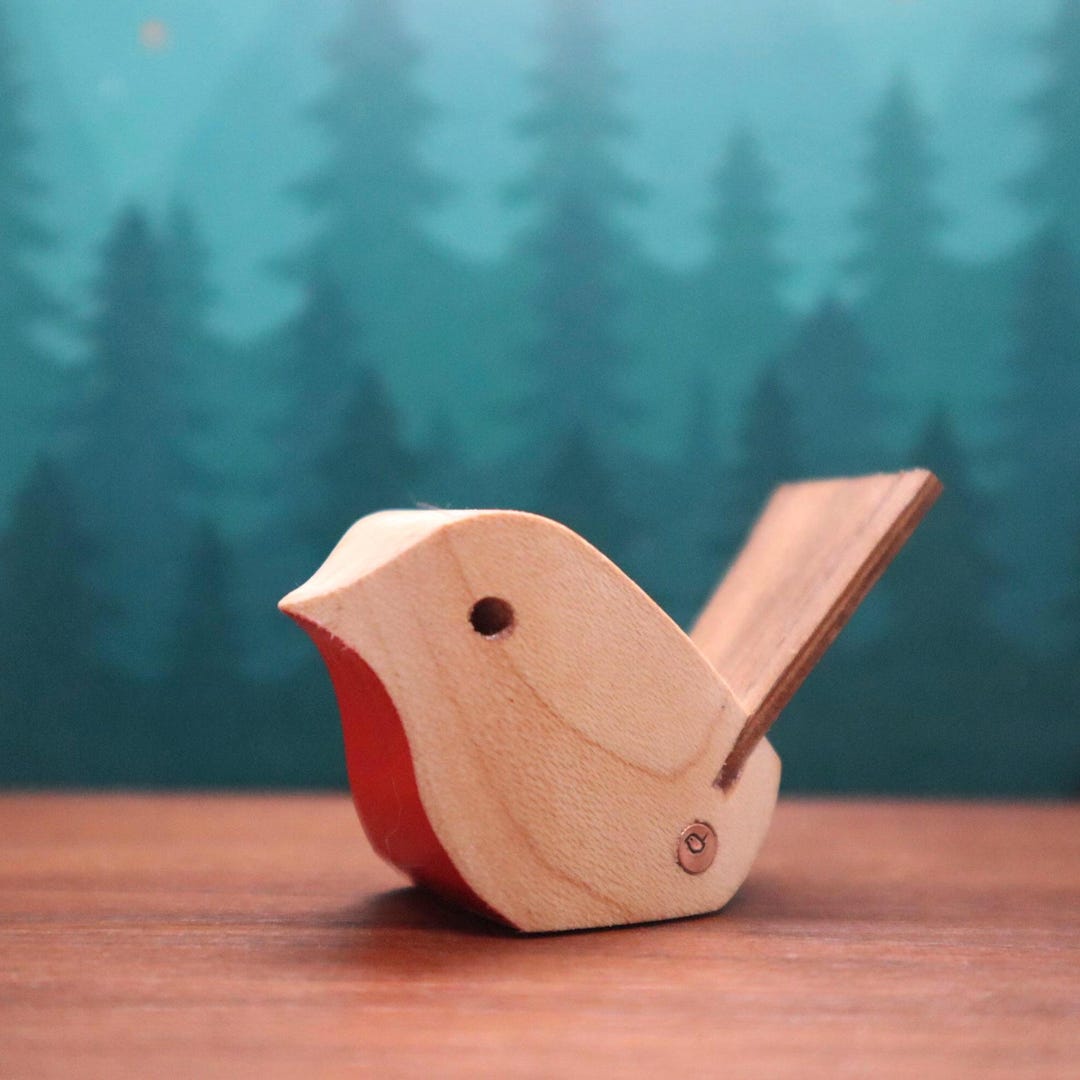 Little Chirpy: Red Ash, Cute Wooden Robin, Handmade Bird Figurine, Home ...