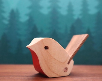 Little Chirpy: White Ash, Cute Wooden Robin, Handmade Bird Figurine ...